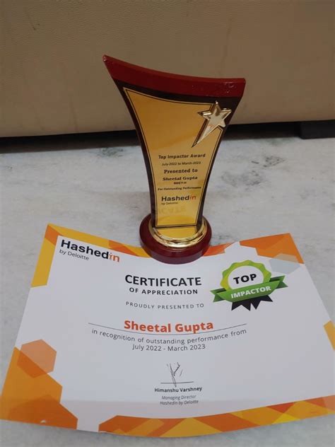 Thank You Hashedin By Deloitte For Recognizing My Work And Sheetal