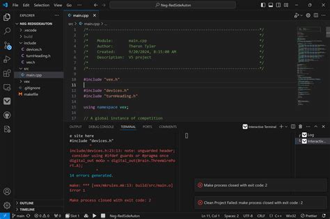 Include Errors Detected When Adding A Pre Existing Vex Project To A