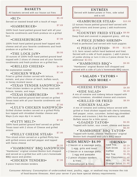 Lulus Country Kitchen Menus In Wedowee Alabama United States