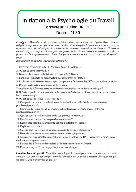 Initiation à la Psychologie du Travail Initiation à la Psychologie du