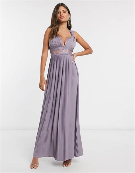 Asos Design Vestito Lungo Premium Con Inserti In Pizzo E Spalline Con