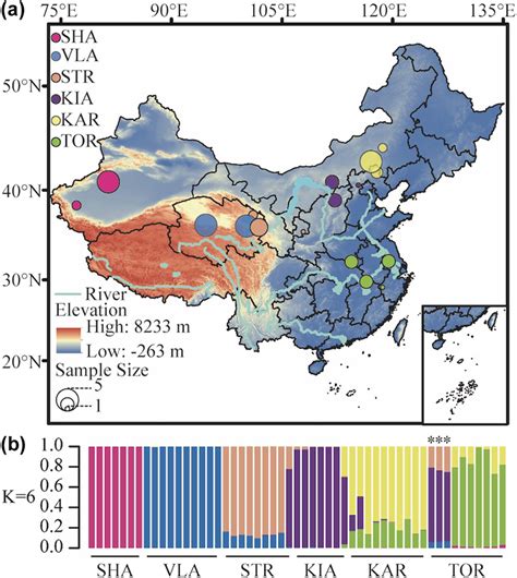 Sampling Locations And Population Genetic Structure A Locations Download Scientific Diagram