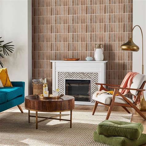 3d Terracotta Matt Linear Mosaic Peel And Stick Wall Tile Commomy