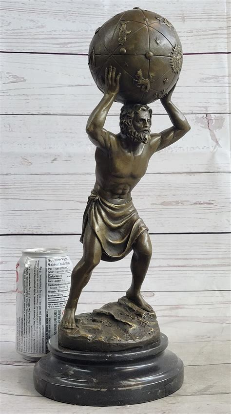 Greek Titan Atlas Holding World Globe Bronze Statue Sculpture Figure 14 X 6 Ebay