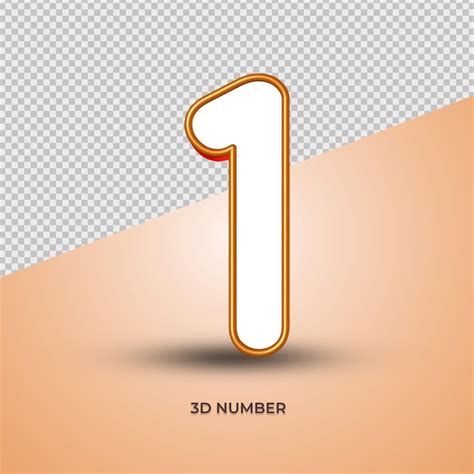 Premium Psd 3d Number 01 White Orange Color
