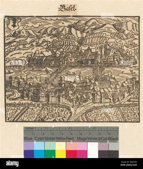 This 1576 Woodcut Provides A Historic View Of Basel Produced As Part