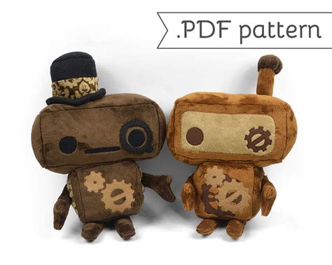 Robot Steampunk Plush Sewing Pattern Pdf Tutorial Etsy