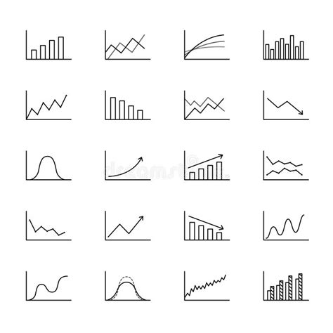 Set Of Graph Diagram Icons Growth And Decline Vector Illustration