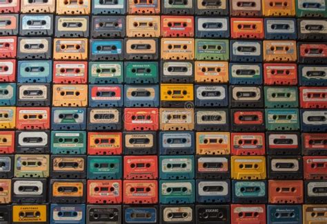 Colorful Cassette Tapes In Vibrant Display Stock Image Image Of Sound