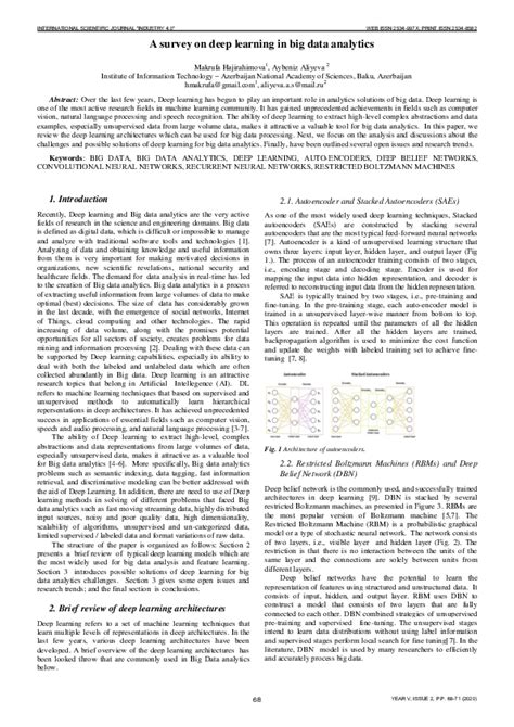 pdf a survey on deep learning in big data analytics