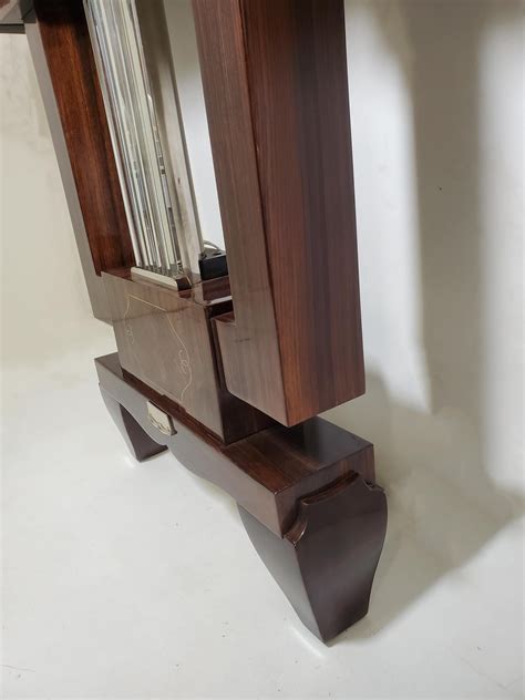 French Modernist Illuminated Glass And Palisander Cubist Console Table For Sale At 1stdibs