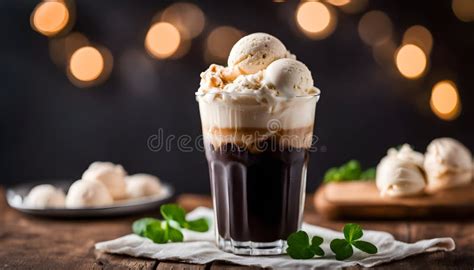 Frozen Boozy Irish Stout Beer Ice Cream Float In A Pint Glass Stock Illustration Illustration