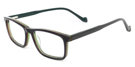 Nest Rectangle Black Green Glasses Affordable Prescription Glasses