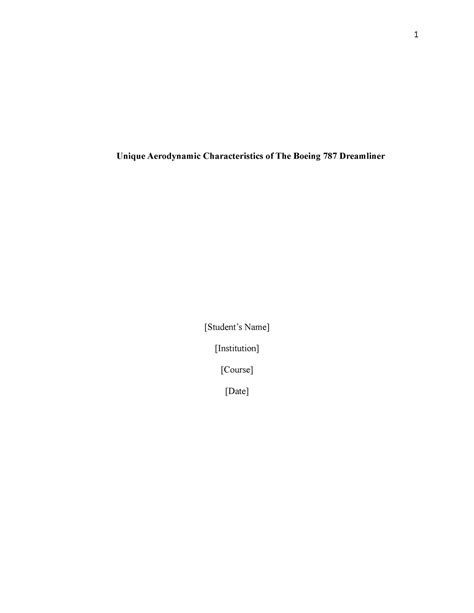 Airplane Aerodynamics Class Research Paper Unique Aerodynamic Characteristics Of The Boeing