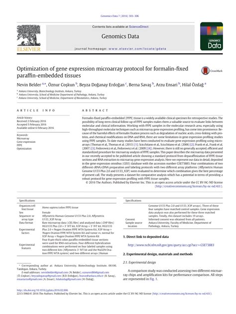 Pdf Optimization Of Gene Expression Microarray Protocol For Formalin