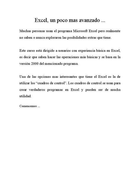 Curso De Excel Avanzado Pdf Microsoft Excel Ingeniería De Software