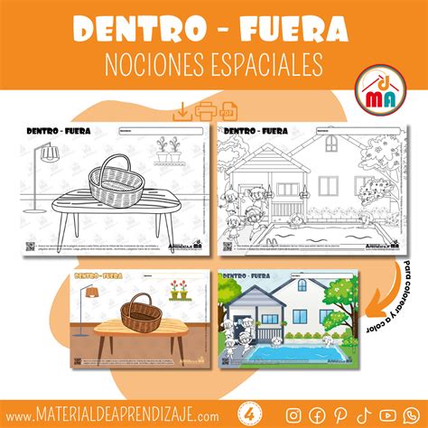 Dentro Fuera Aprendiendo las nociones espaciales Preescolar años Material de