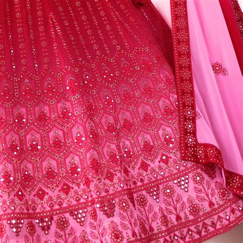 Shadding Pink Color Sequence And Thread Work Designer Wedding Lehenga Ch
