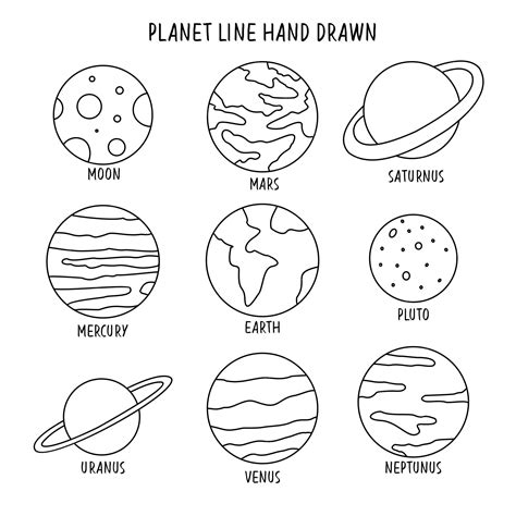 Premium Vector Planet Hand Drawn Line Set