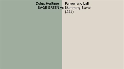Dulux Heritage SAGE GREEN Vs Farrow And Ball Skimming Stone 241 Side By Side Comparison