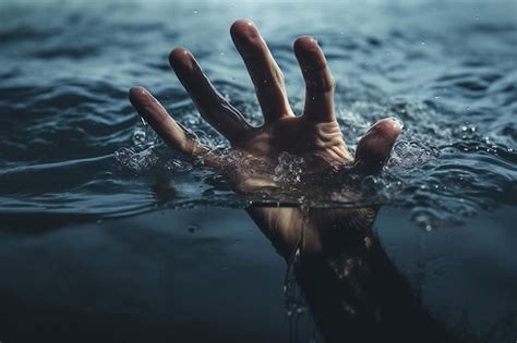 Premium Photo The Desperate Hand Of A Drowning Person In Sea Water