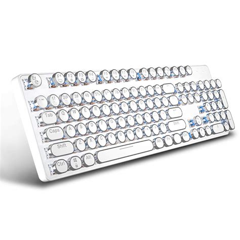 Retro Vintage Mechanical Typewriter With White LED Backlit Keyboard Metal Base And Chrome