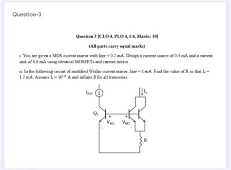 Solved Question 3 Question 3 Clo 4 Plo 4 C4 Marks 10