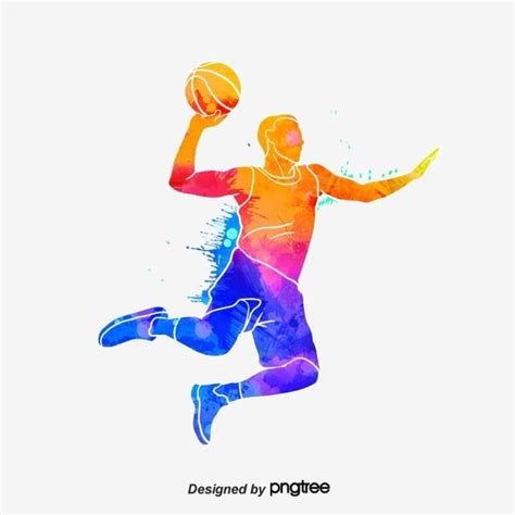 Silhouettes Of Creative Basketball Players Multicolored Character