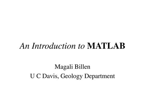 An Introduction To Matlab Ppt Download