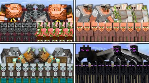Nether Vs End Vs Villagers Vs Raid In Minecraft Mob Battle Youtube