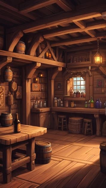 Medievel Tavern Interior Pixel Art Illustration Premium Ai Generated