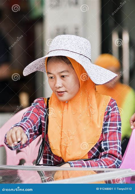 Hui Minority Female Vendor Sanya China Editorial Photo Image Of