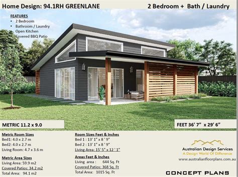 Skillion Roof GRANNY FLAT Small And Tiny Home Design M Sq Feet Country Bed House