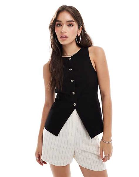 Asos Design High Neck Vest In Black Asos