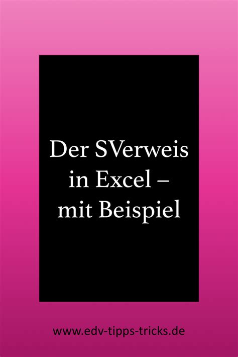 Excel Sverweis Beispiel