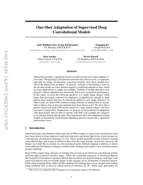 One Shot Adaptation Of Supervised Deep Convolutional Models Deepai