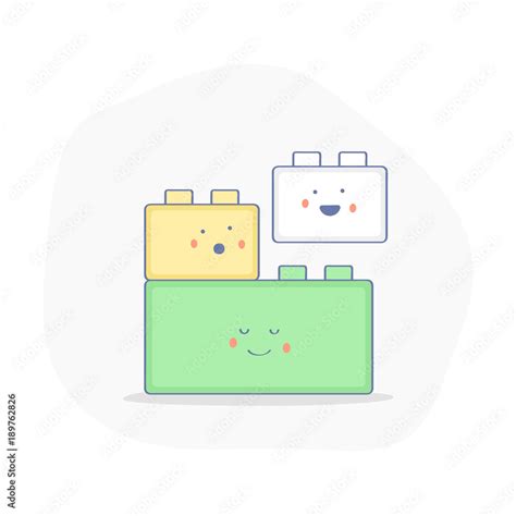 Build A Wall From Cute Cartoon Blocks Or Bricks System Symbol