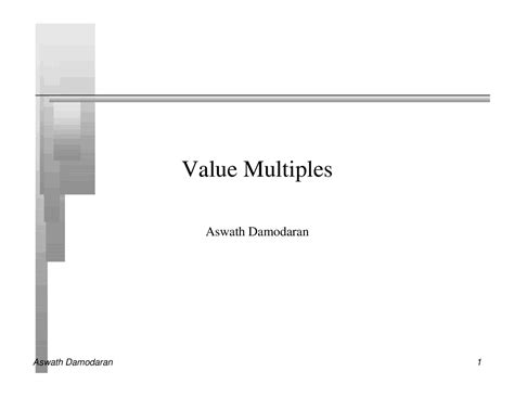 Value Multiples Valuation Equity Investment And Markets Lecture