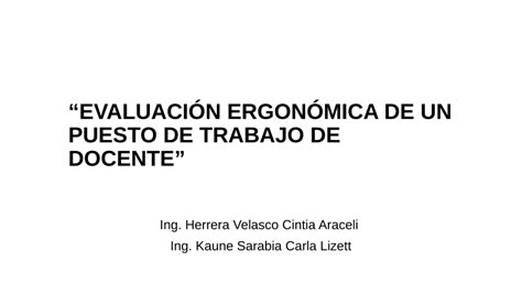 Pdf EvaluaciÓn ErgonÓmica De Un Puesto De Trabajo De Docente
