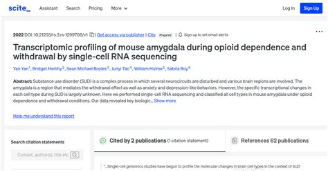 Transcriptomic Profiling Of Mouse Amygdala During Opioid Dependence And Withdrawal By Single