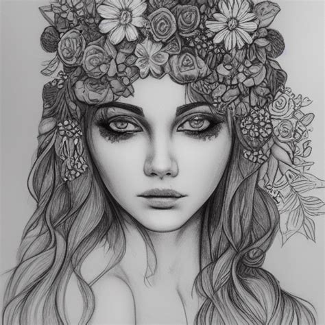 Bohemian Girl With Flowers And Tattoos · Creative Fabrica