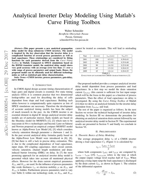 pdf analytical inverter delay modeling using matlab s curve fitting