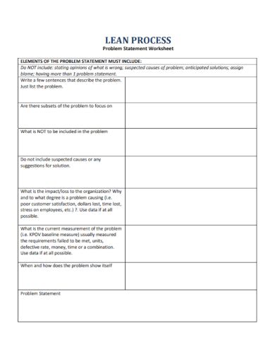 Free 3 Lean Problem Statement Samples In Pdf Doc