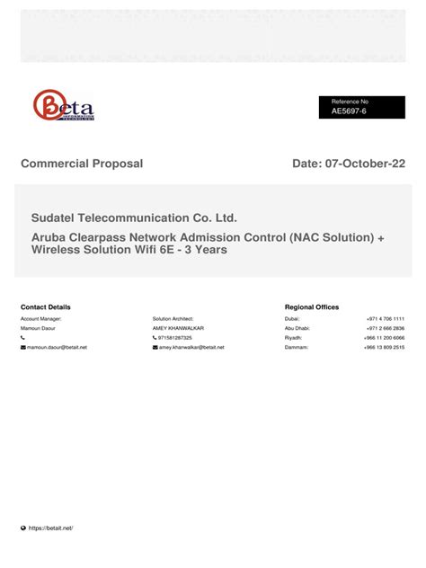 Aruba Clearpass Network Admission Control Nac Solution Wireless Solution Wifi 6e 3 Years