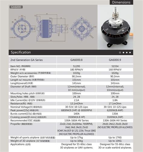 Dualsky Ga6000 9 V2 Giant 28 Pole Motor 6800w Vertical Hobby