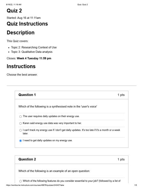 quiz quiz 2 2nd attempt pdf usability science