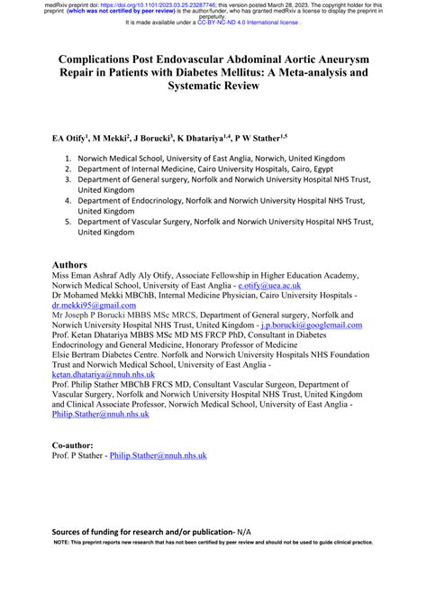 Pdf Complications Post Endovascular Abdominal Aortic Aneurysm Repair