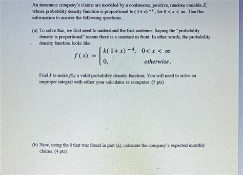 Solved An Insurance Companys Claims Are Modeled By A