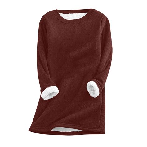 Aherbiu Fleece Lined Tops For Women Plus Size Pajama Tops Long Sleeve