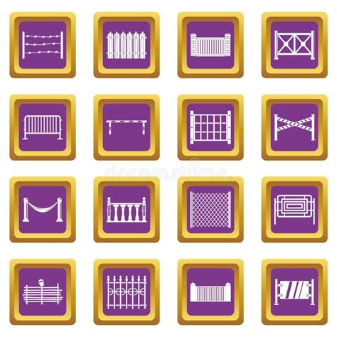 Fencing Icons Set Purple Stock Vector Illustration Of Blocked